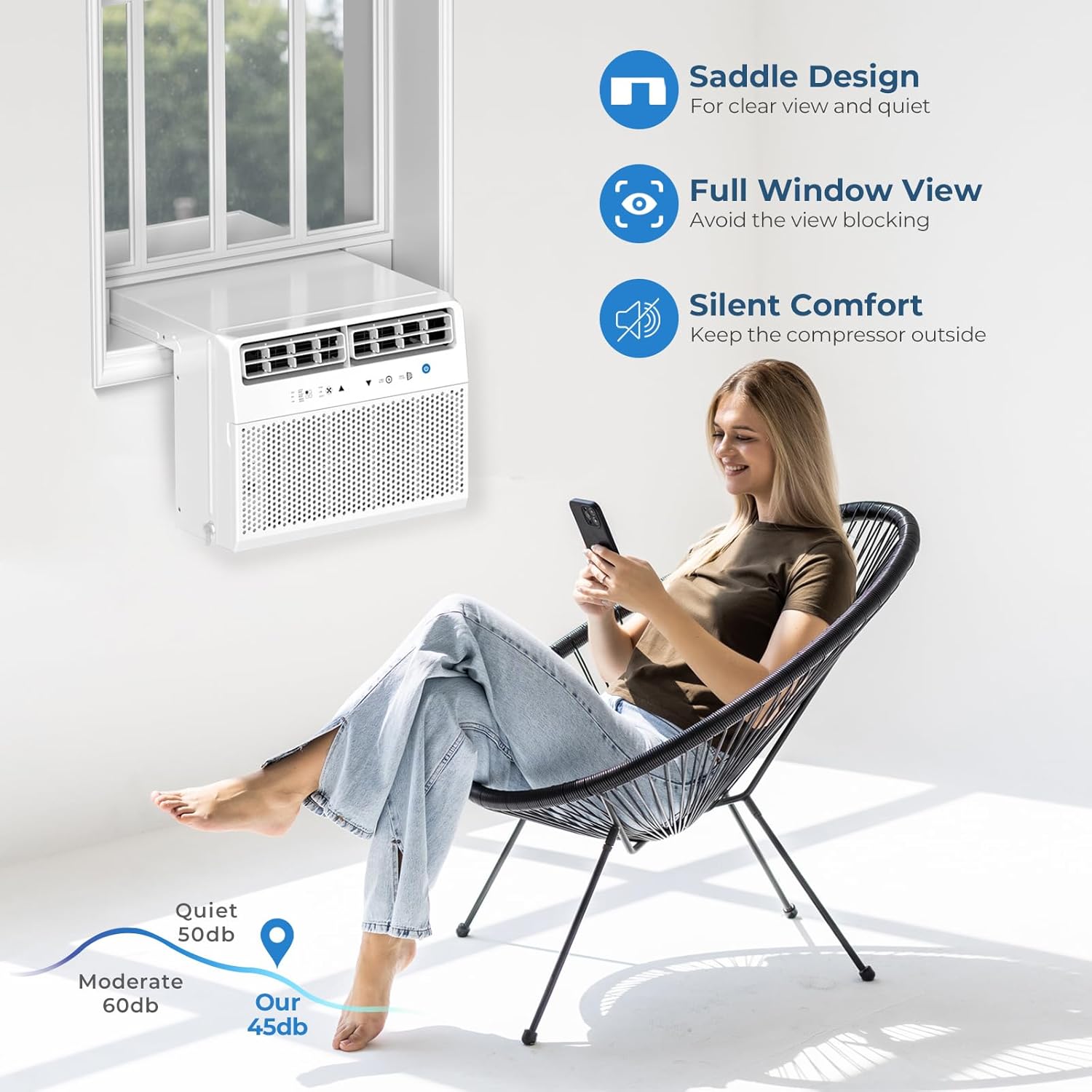 Antarctic Star U-Shaped Air Conditioner Window Unit 10000BTU, Ultra Qu ...